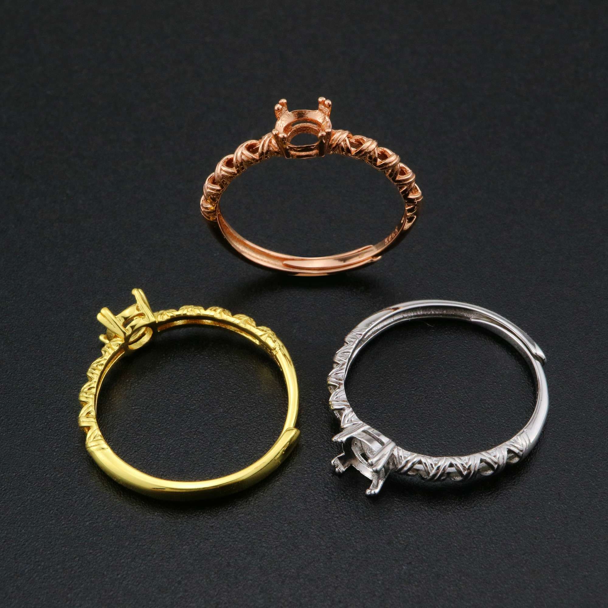 5MM Round Prong Ring Settings Solid 925 Sterling Silver Rose | Etsy