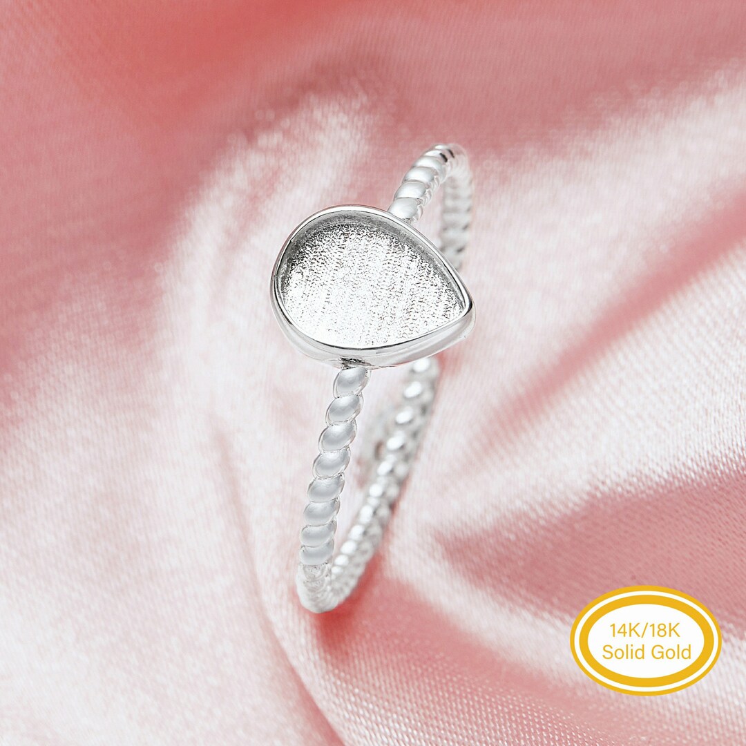Keepsake Breast Milk Resin Pear Bezel Ring Settings,solid 14K 18K Gold ...