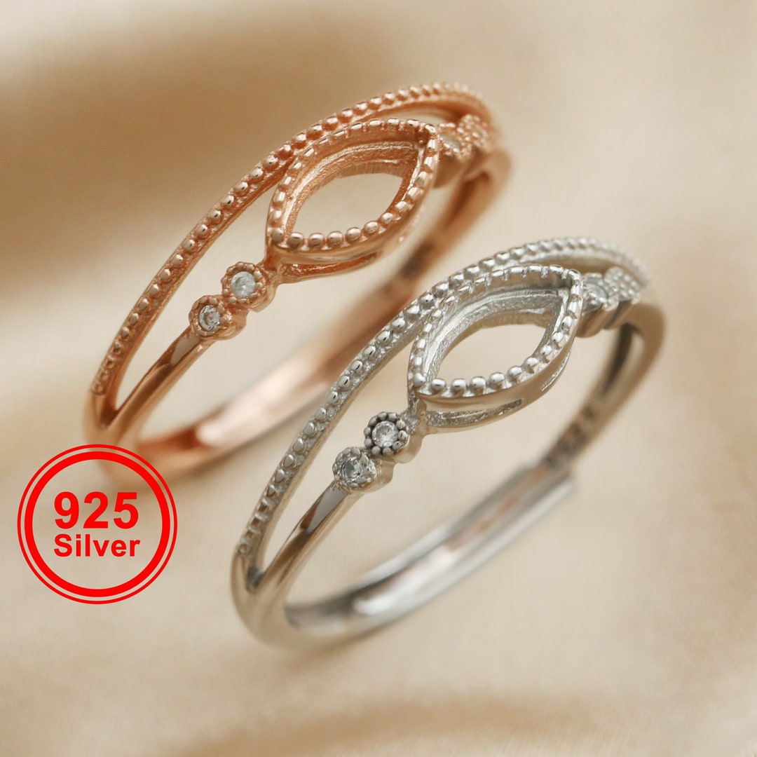 4x8mm Marquise Bezel Ring Settings Solid 925 Sterling Silver Rose Gold ...
