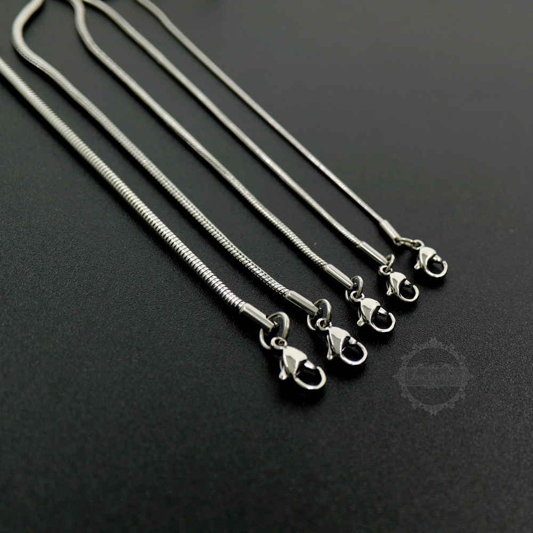 1pcs 0.9-2.4mm Thick Stainless Steel Snake Chain Necklace 22-35inches ...
