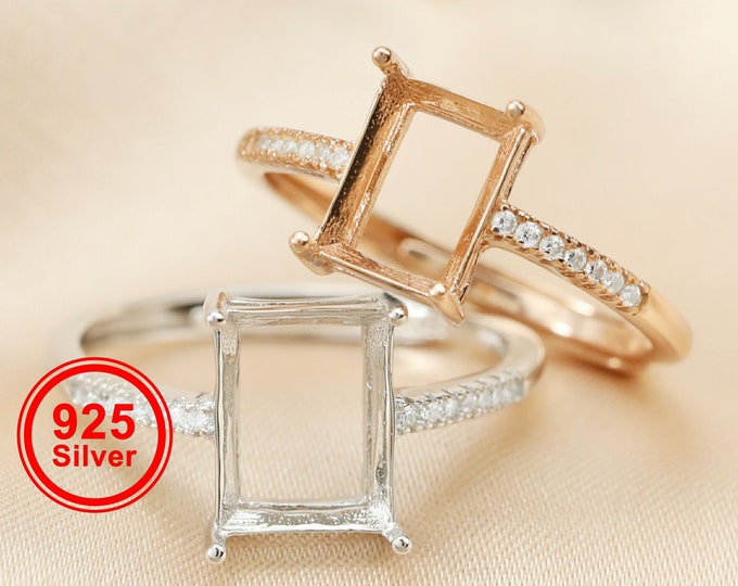 1pcs 6-10mm Rose Gold Silver Square Gems CZ Stone Prong - Etsy