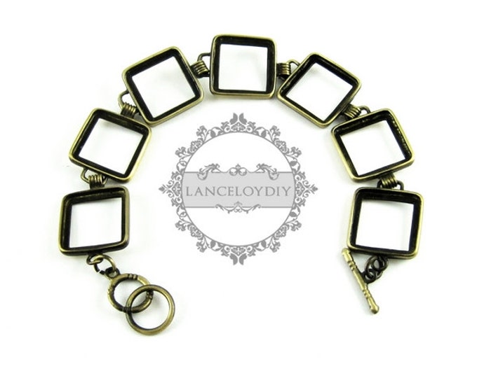 2pcs 16mm Setting Size Square Bezels Vintage Brass Bracelet - Etsy
