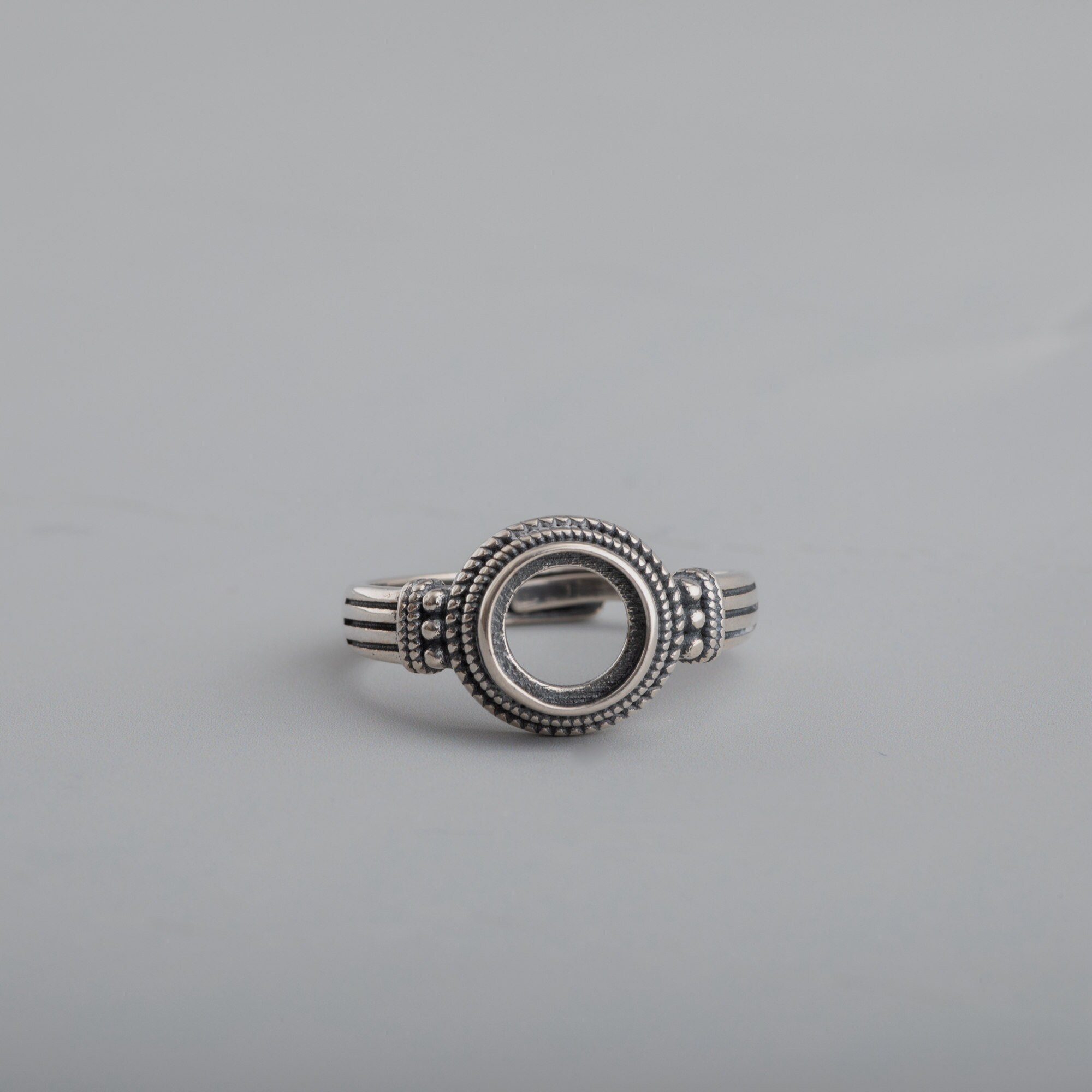 1pcs 6-10MM Round Bezel Antiqued Style Solid 925 Sterling - Etsy