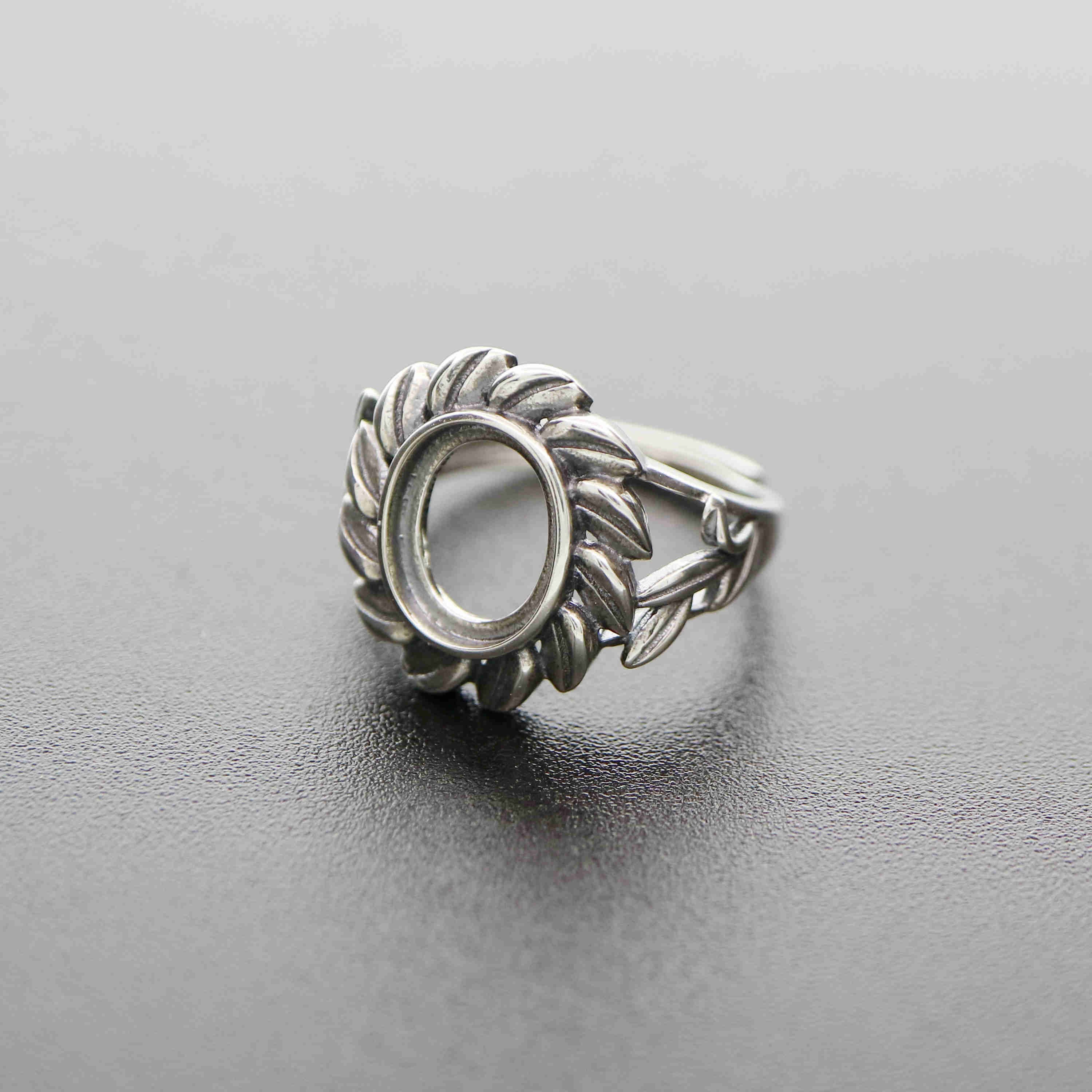1pcs 8x10mm Oval Cabochon Bezel Tree Leaf Antiqued Solid 925 - Etsy