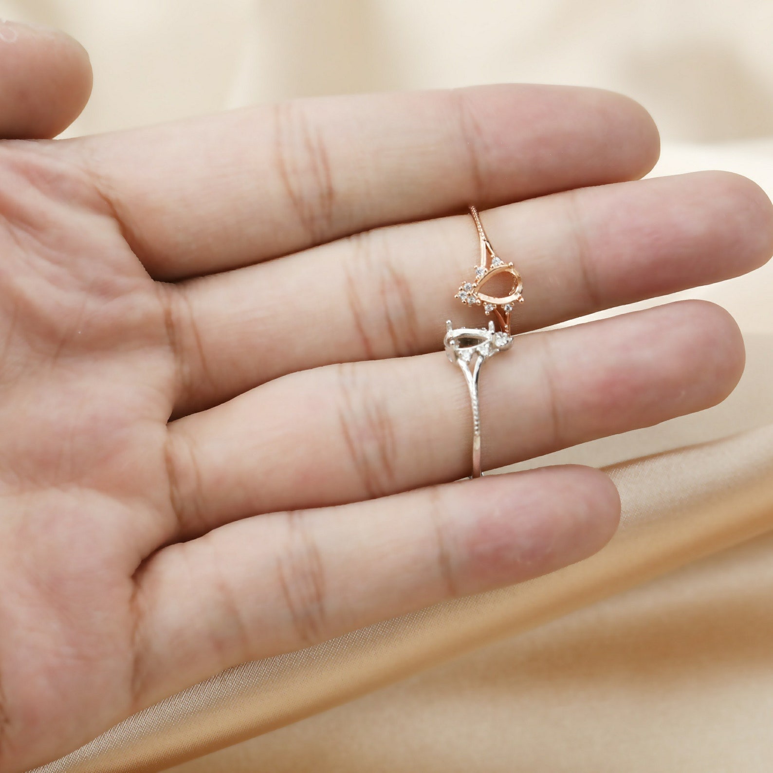 5x7mm Pear Prong Ring Settings Simple Rose Gold Plated Solid - Etsy