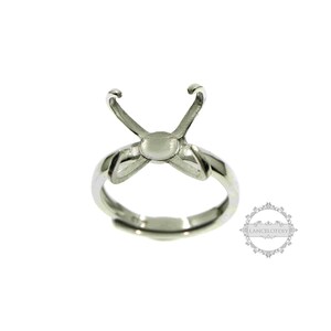 1pcs Irregular Stone Prong Claw Bezel 925 Sterling Silver Adjustable ...