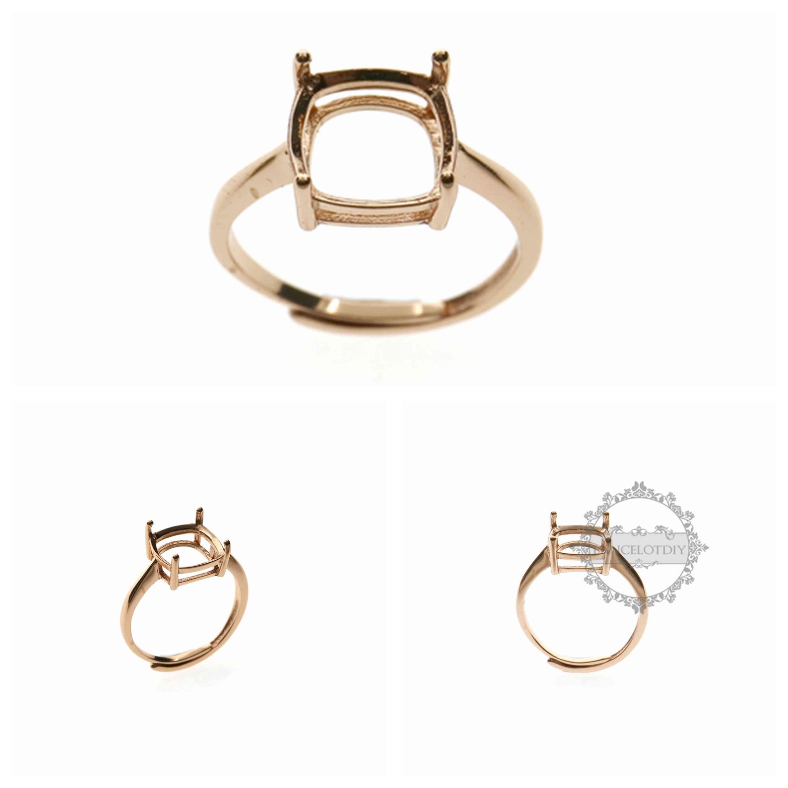 1pcs 5-15mm Rose Gold Silver Square Gems CZ Stone Prong Setting 925 ...