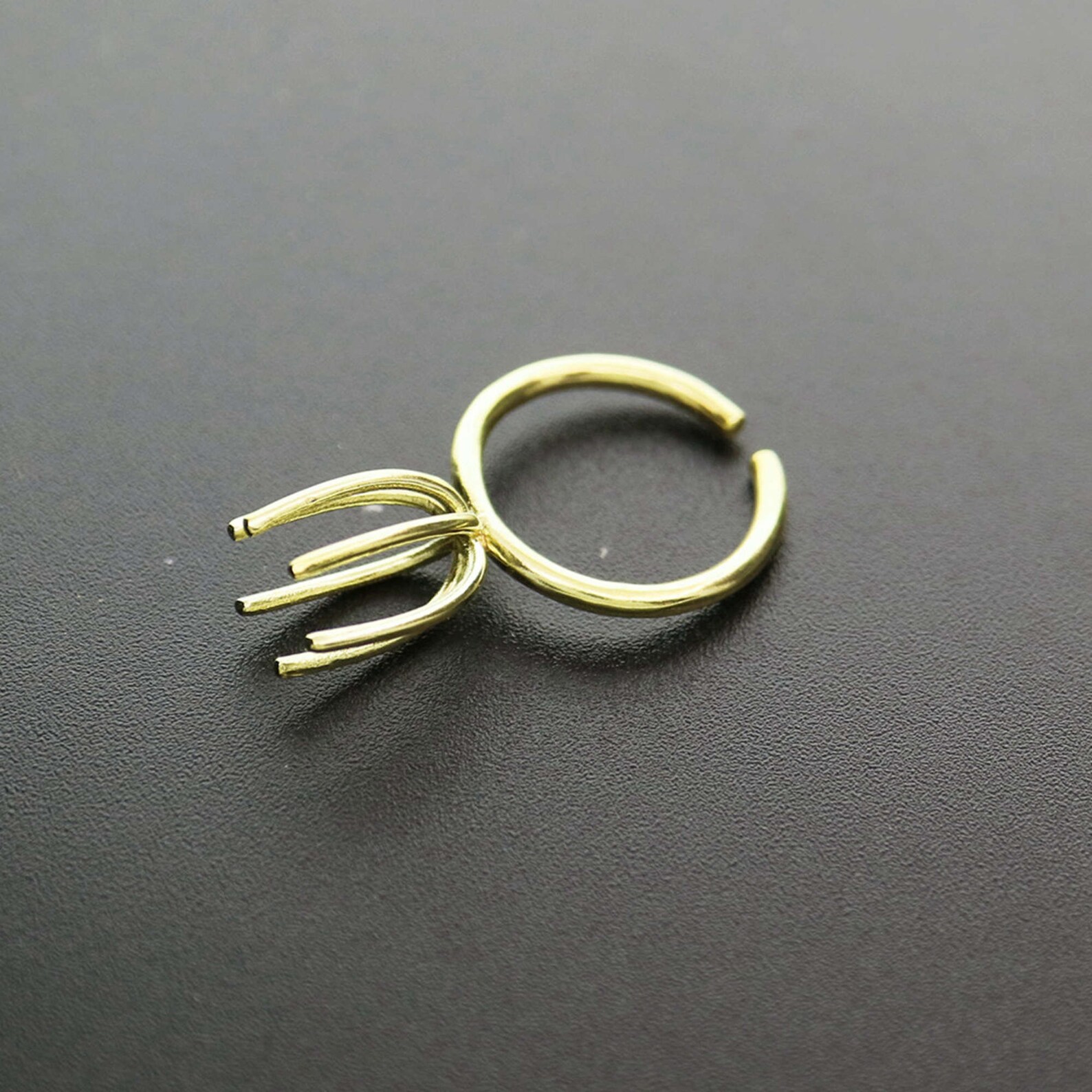 5pcs 15MM Long Prong Irregular Stone Adjutable Brass Ring Settings DIY ...
