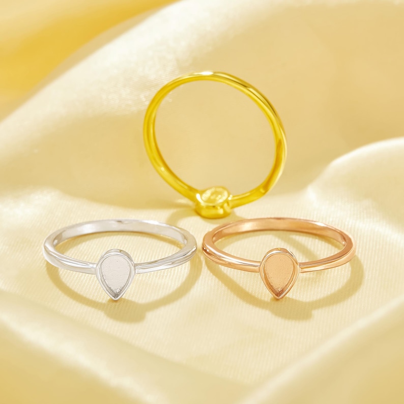 4x6mm Keepsake Mother Milk Resin Pear Ring Bezel Settings,solid 925 ...