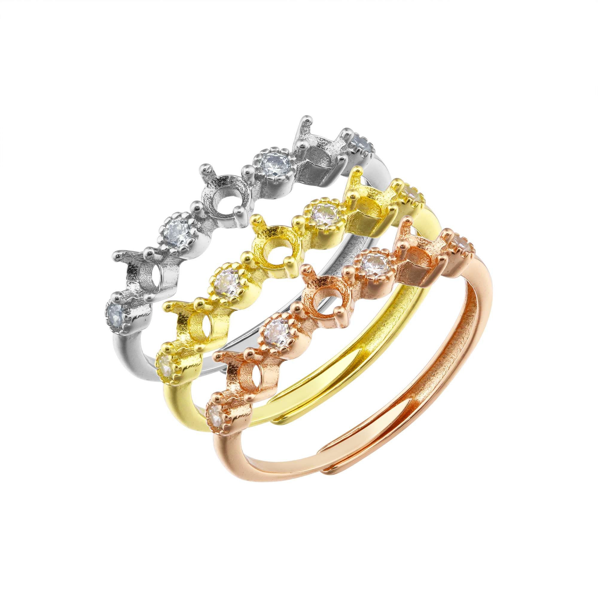 3MM Round Prong Ring Settings Solid 925 Sterling Silver Rose | Etsy