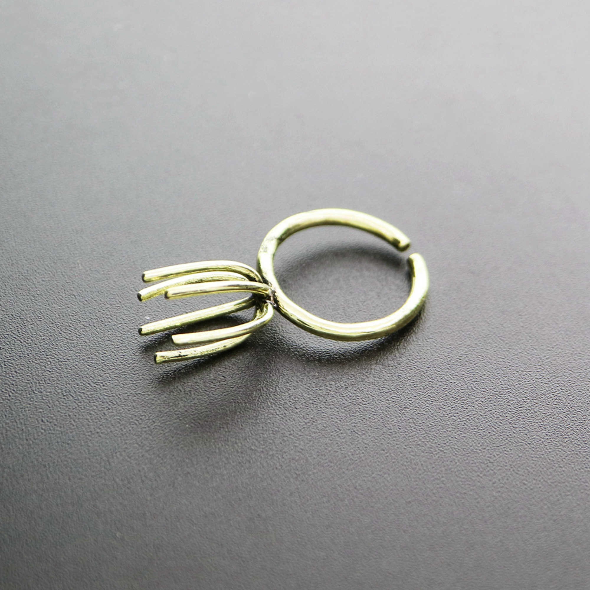 5pcs 15MM Long Prong Irregular Stone Adjutable Brass Ring Settings DIY ...