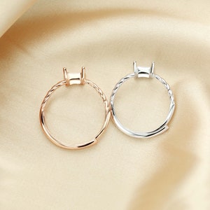 5x7mm Rectangle Prong Ring Settings Blank Rose Gold Plated Solid 925 ...