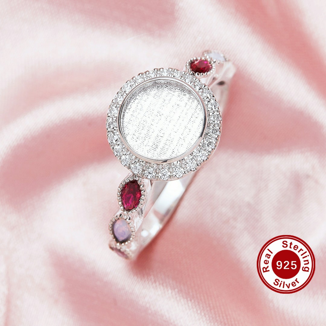 8MM Keepsake Breast Milk Resin Round Ring Settings,solid Back 925 ...