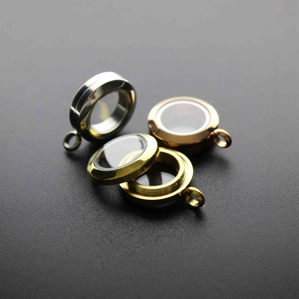 1pcs 20MM Stainless Steel Round Glass Locket Rose Gold Plated | Etsy