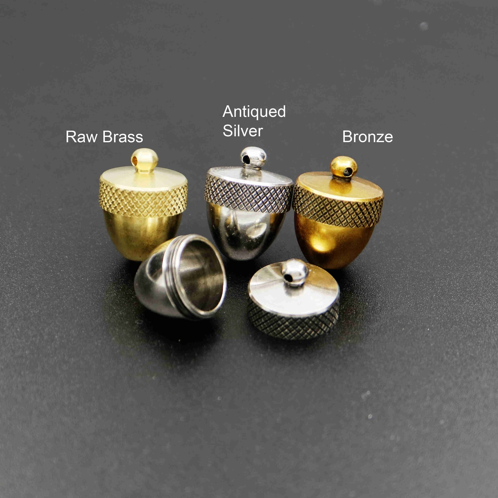 20x25mm Vintage Style Raw Brass Antiqued Silver Bronze Acorn Nut Locket ...