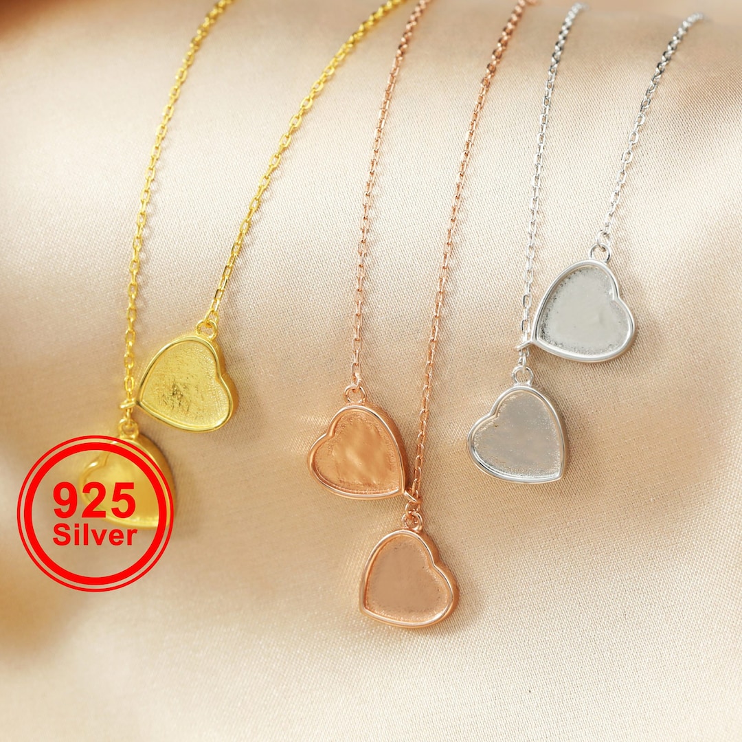 10MM Keepsake Heart Bezel Settings Breast Milk Resin Solid Back 925 ...