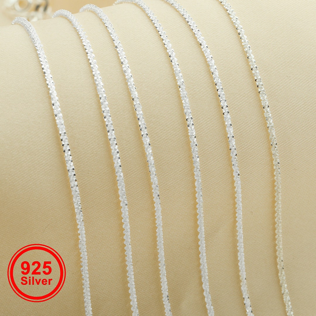 1.5MM Thick Sparkle Twisted Rock Chain Necklace,solid 925 Sterling ...