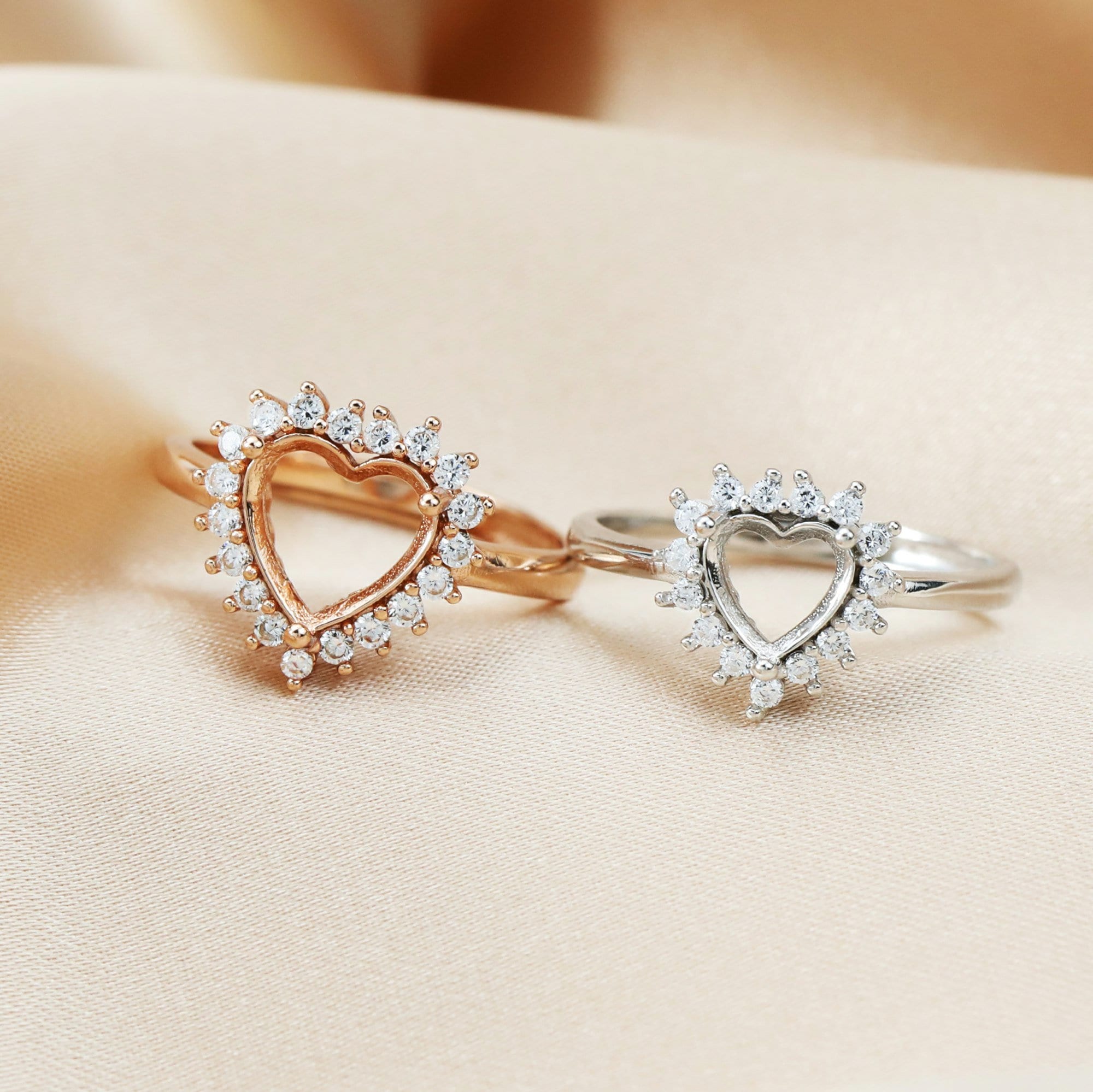 Keepsake Heart Prong Ring Settings for Faceted Gemstone Rose - Etsy