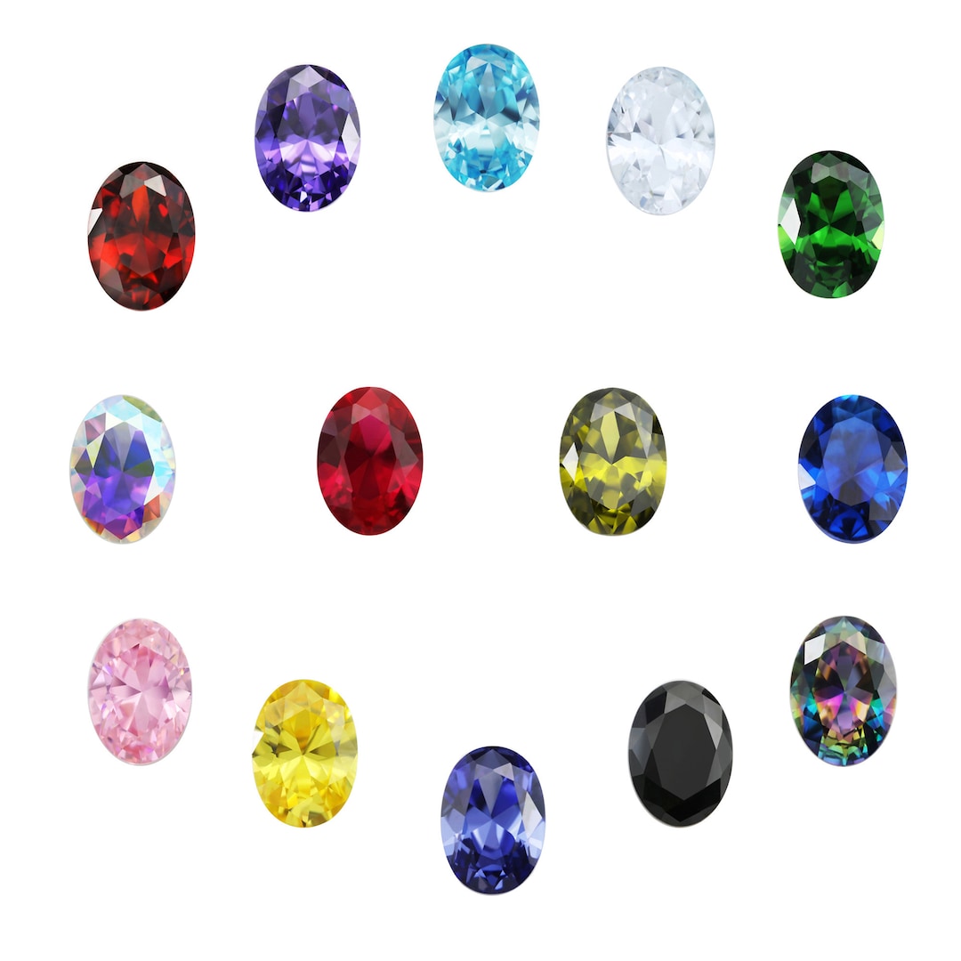 5pcs Imitation Birthstone Oval Faceted Cubic Zirconia CZ Stone DIY ...