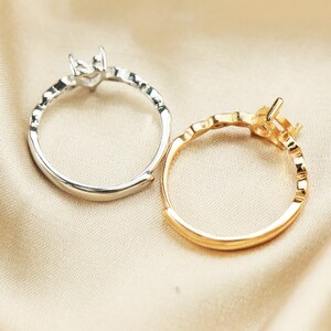 Heart Prong Ring Settings Art Deco Solid 925 Sterling Silver Rose Gold ...