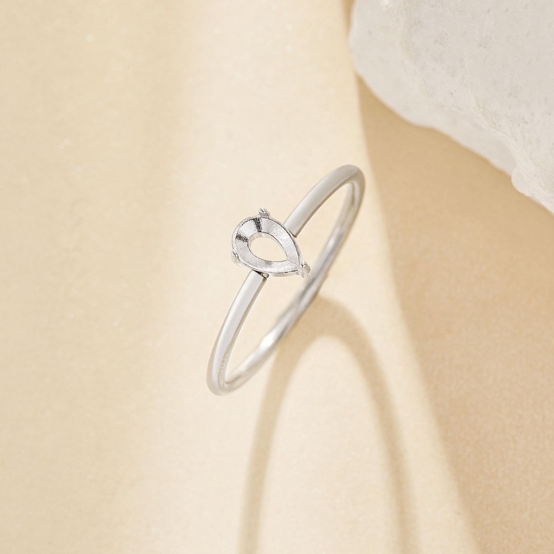 4x6mm Pear Prong Ring Settings,stainless Steel Silver Pear Ring,simple ...
