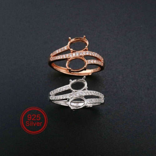 5x7mm Oval Prong Ring Settings Stackable Solid 925 Sterling - Etsy