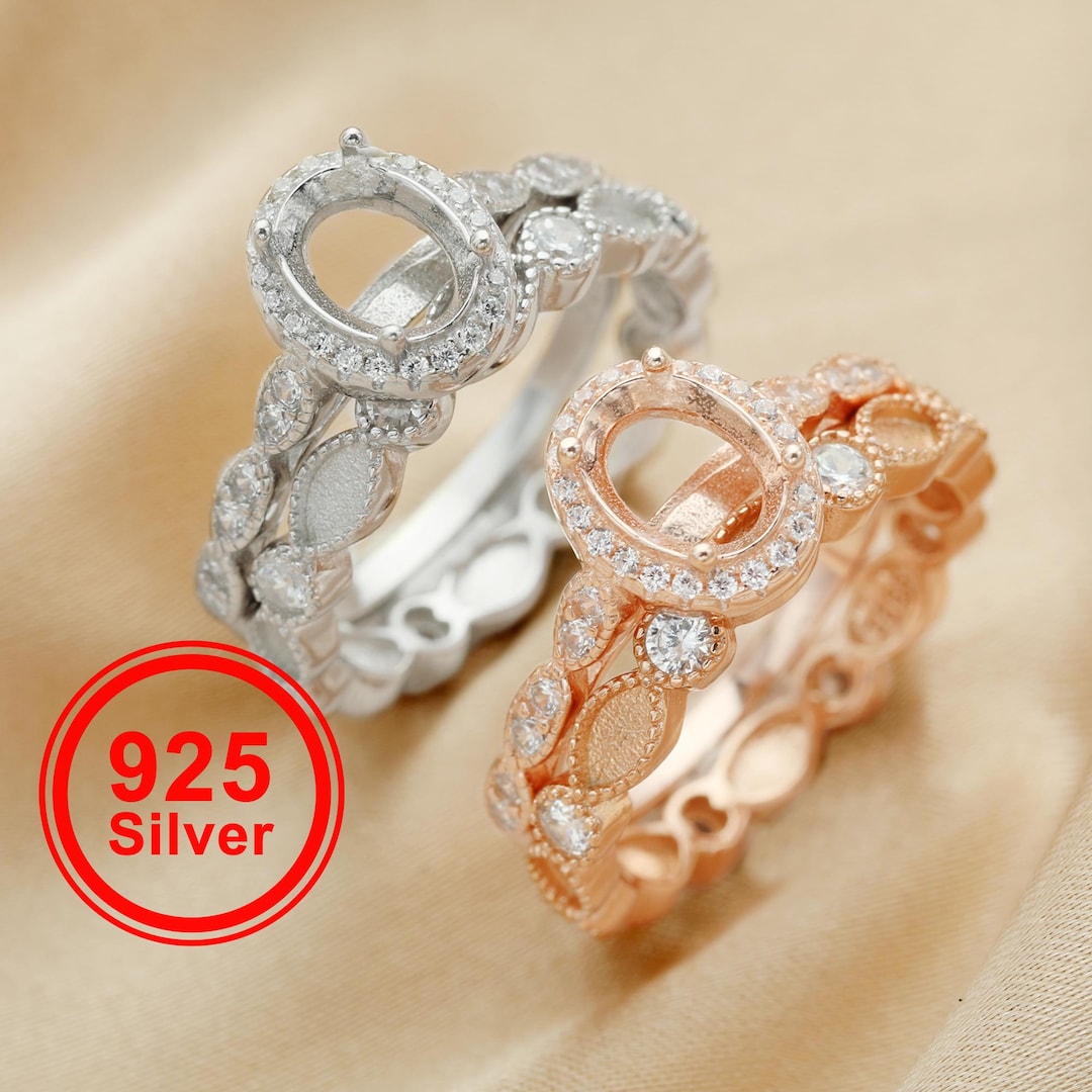 6x8mm Keepsake Mother Milk Resin Oval Prong Ring Settings Stackable ...