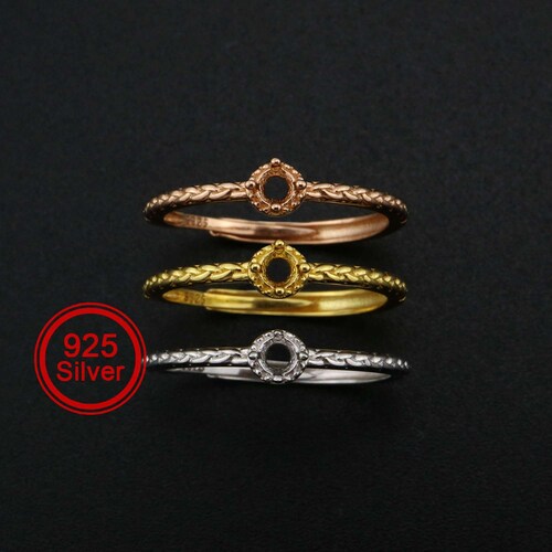 5MM Round Prong Ring Settings Solid 925 Sterling Silver Rose - Etsy