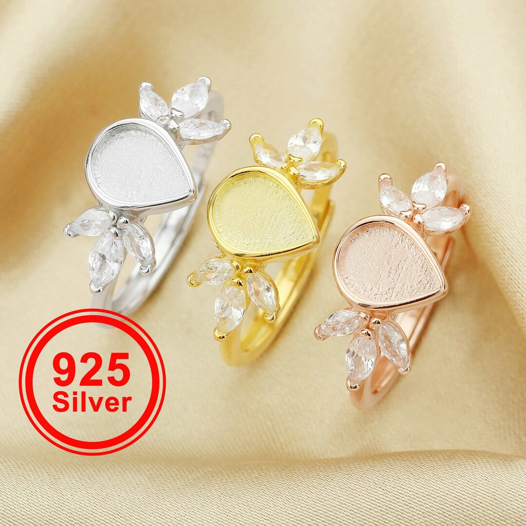 6x8mm Keepsake Breast Milk Resin Pear Bezel Ring Settings,solid 925 ...