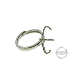 1pcs Irregular Stone Prong Claw Bezel 925 Sterling Silver Adjustable ...