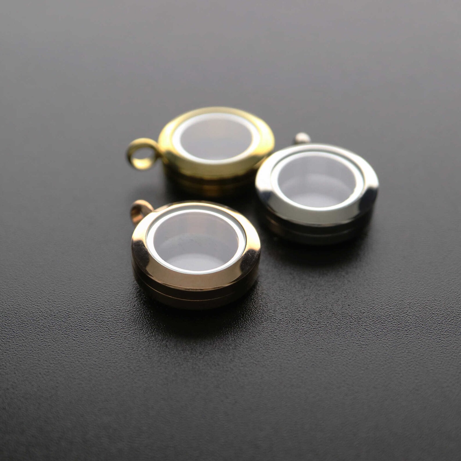 1pcs 20MM Stainless Steel Round Glass Locket Rose Gold Plated DIY ...
