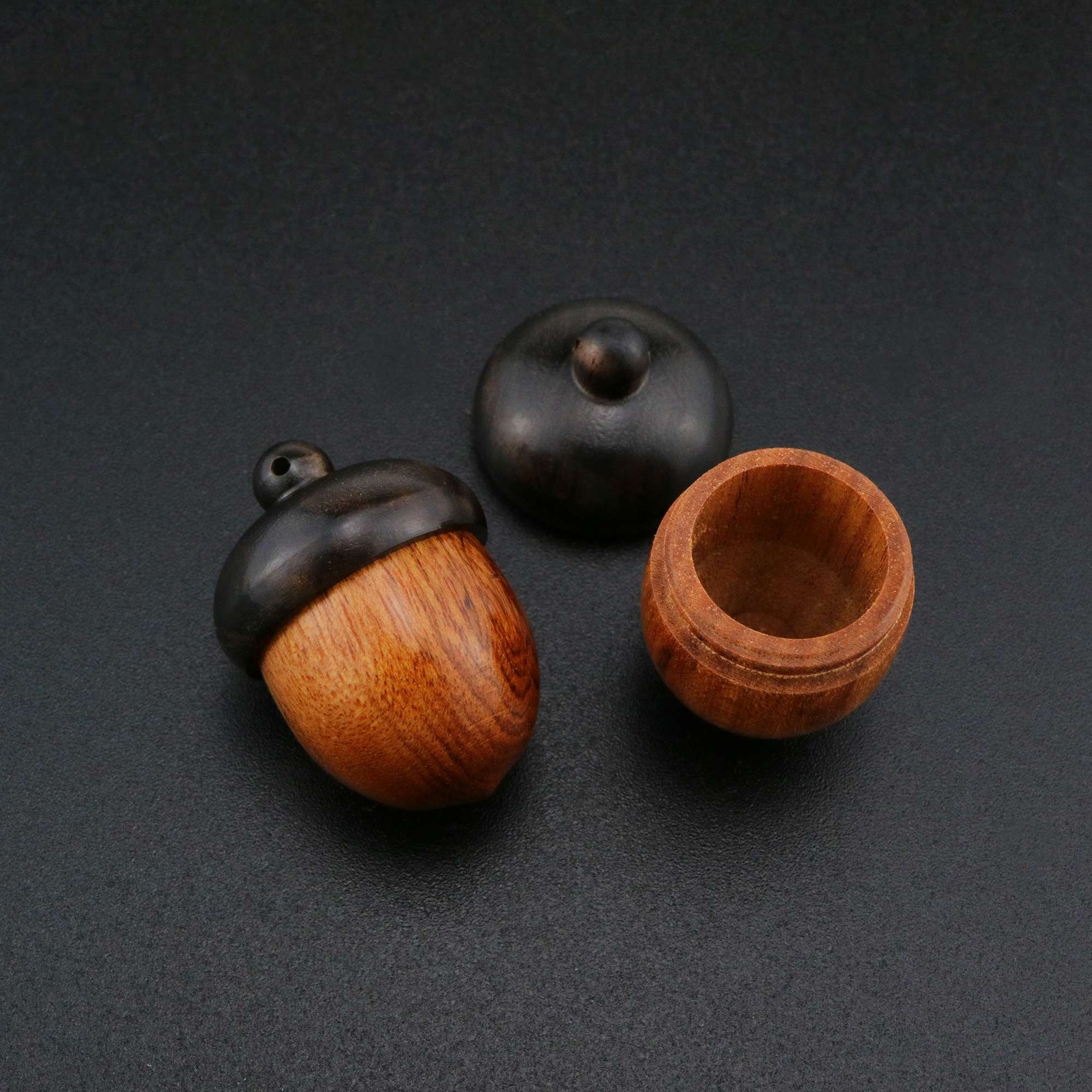 Wood Acorn Nut Keepsake Screwed Cremation Urn Secrect Canister Memerial ...