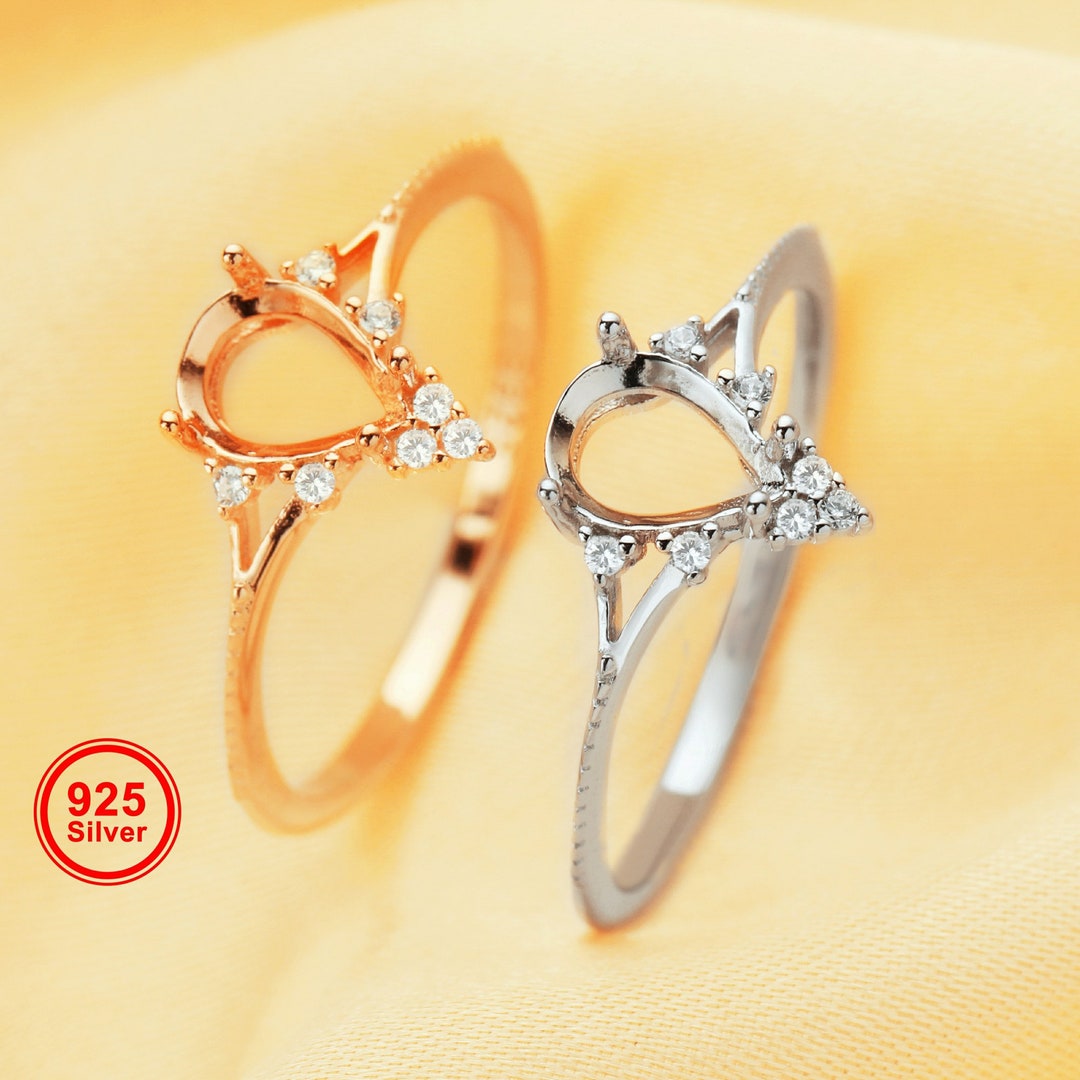5x7mm Pear Prong Ring Settings,split Shank Solid 925 Sterling Silver ...