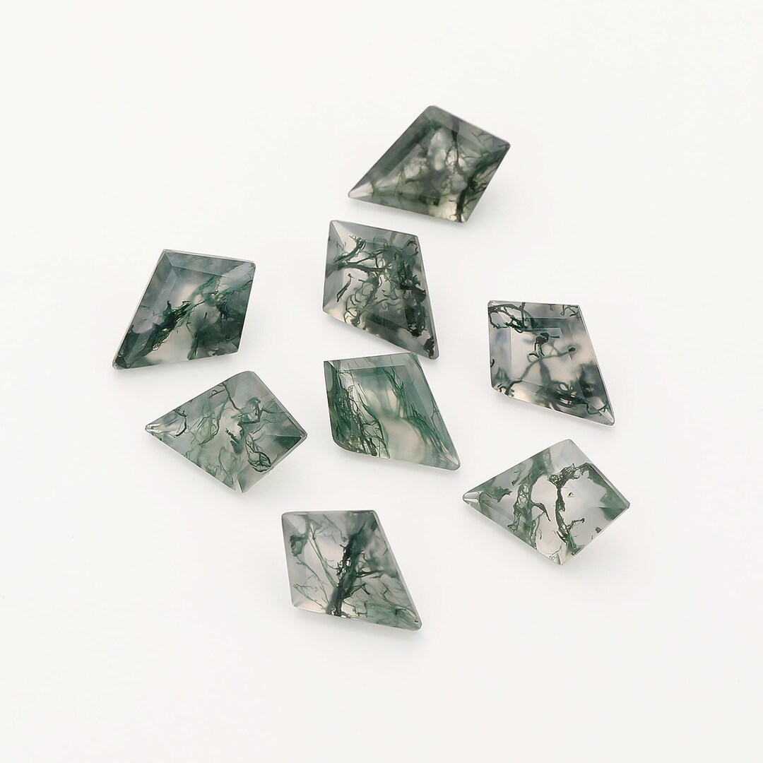 1PCS 7x10mm Green Moss Agate Kite Cut Faceted Nature Stone,semi ...