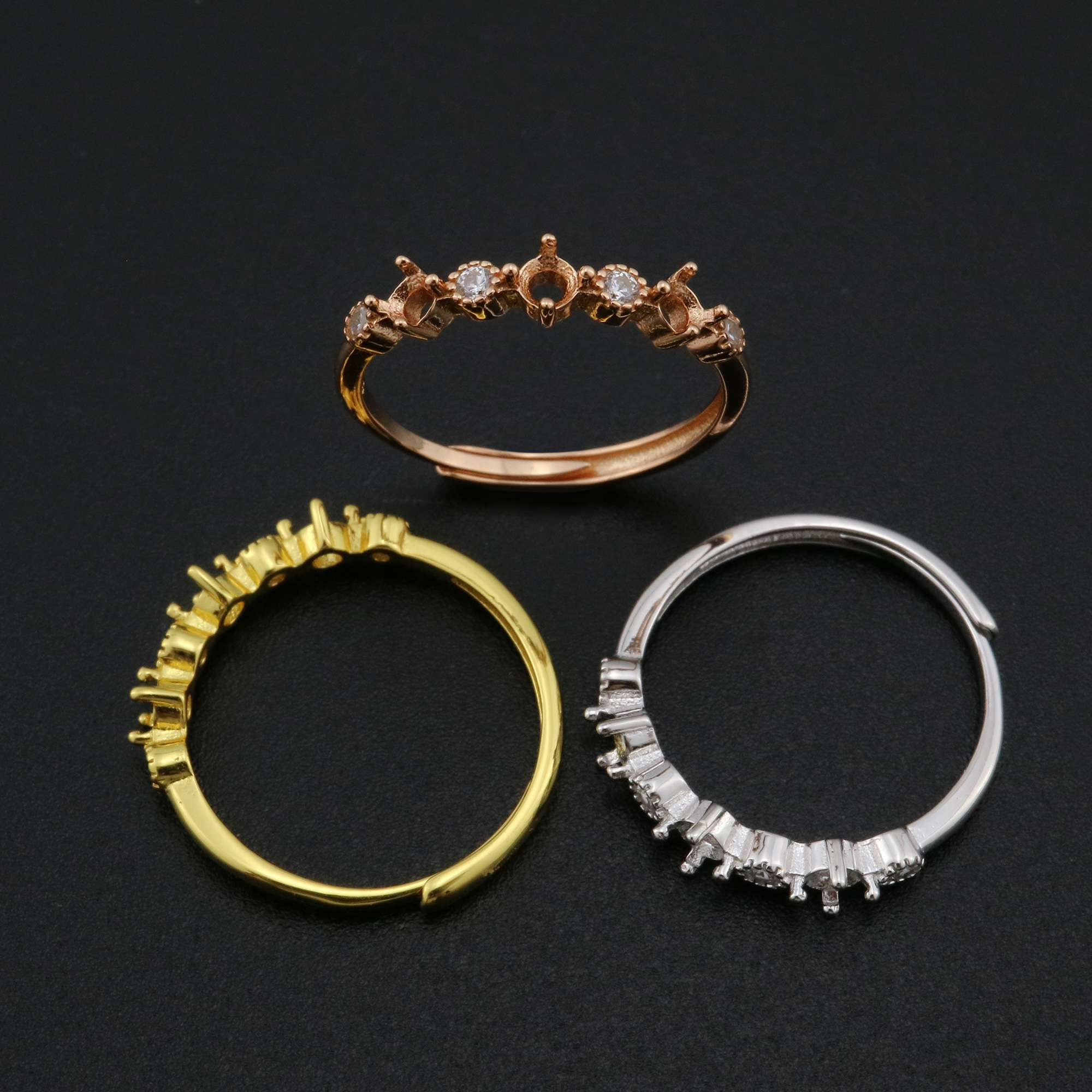 3MM Round Prong Ring Settings Solid 925 Sterling Silver Rose | Etsy