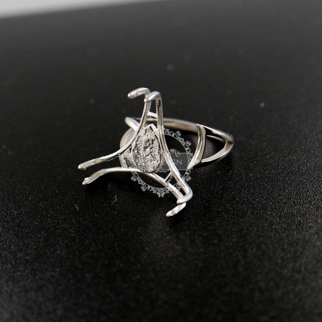 1 pièces 22MM trois broches réglage 925 bague en argent sterling ...