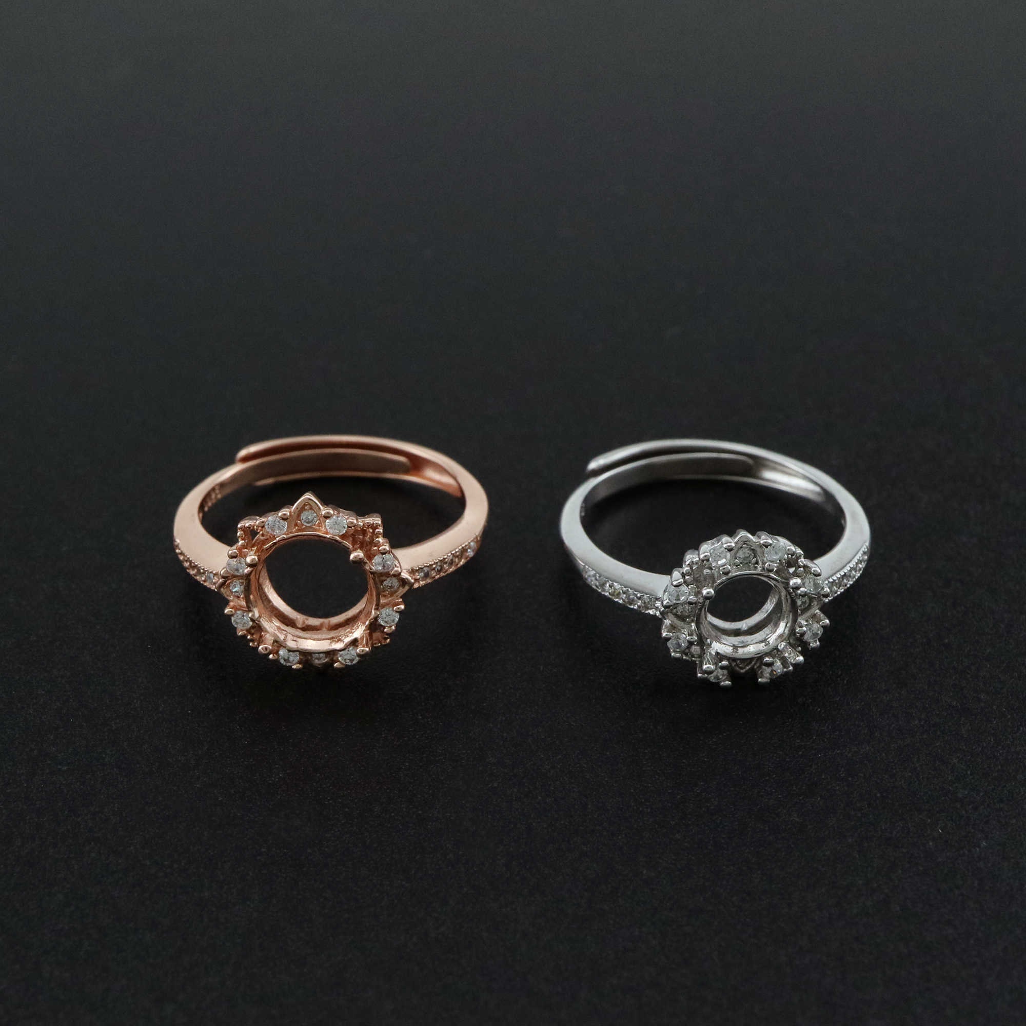 1pcs 6-8MM Flower Round Prong Bezel Rose Gold Plated Solid 925 | Etsy