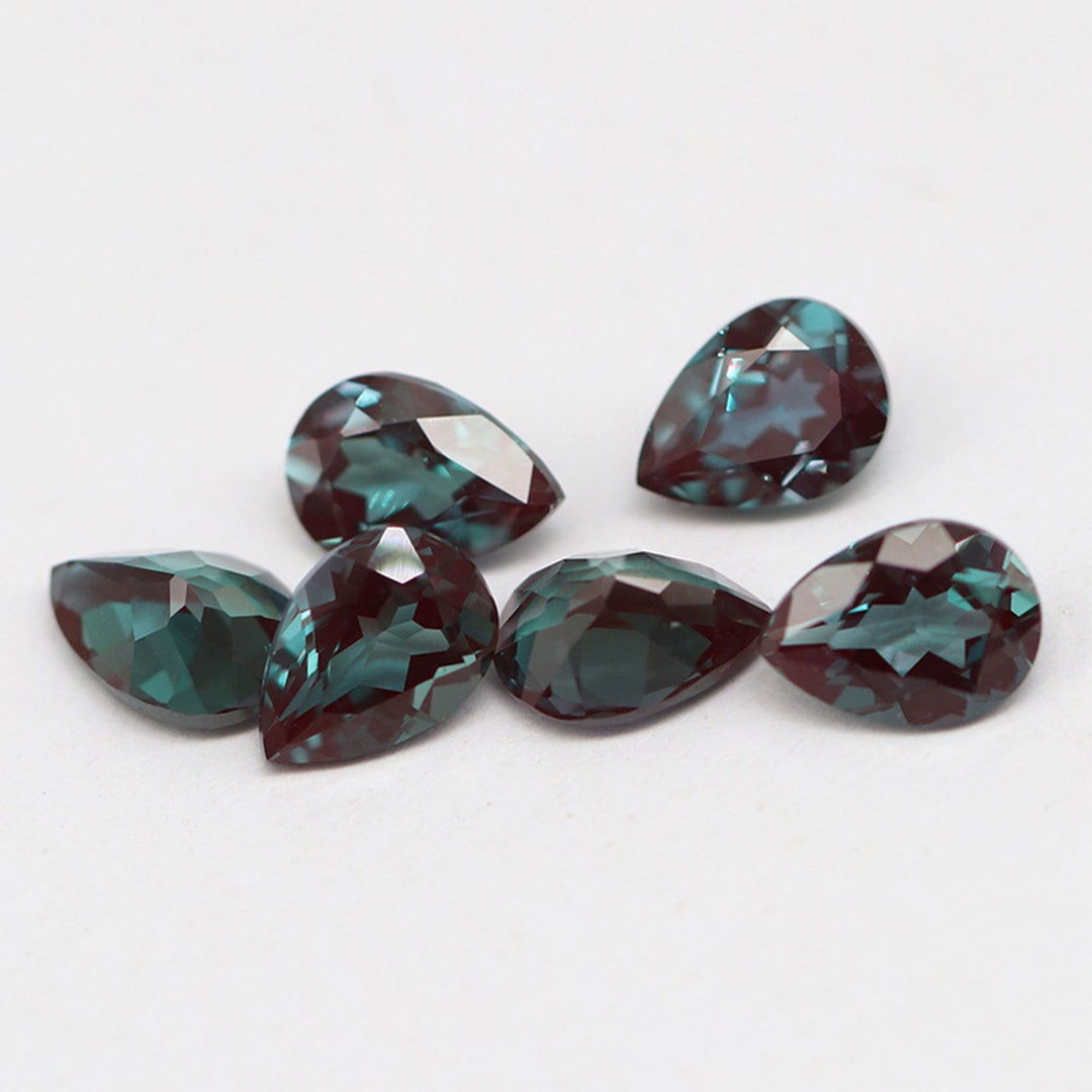 Lab Grown Alexandrite Faceted Gemstone,pear Color Change Stone,june ...
