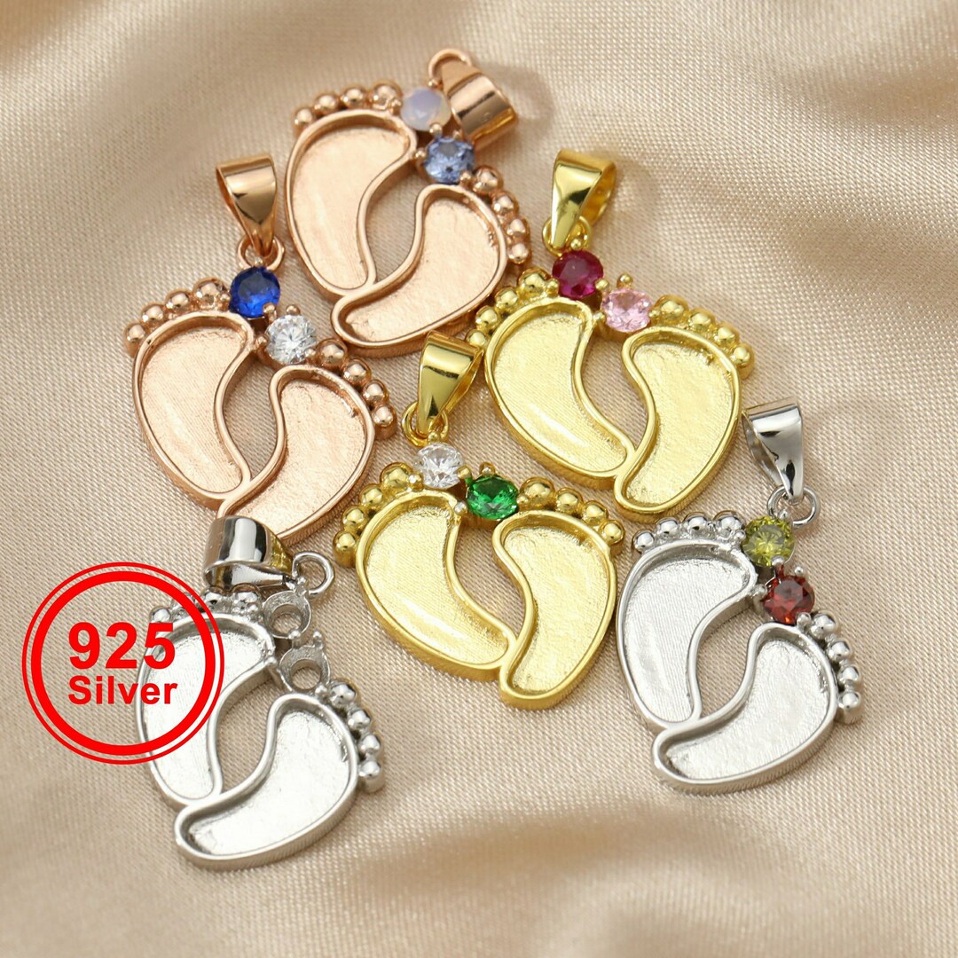 18MM Baby Footprints Keepsake Mother Milk Bezel Settings Resin Twins ...