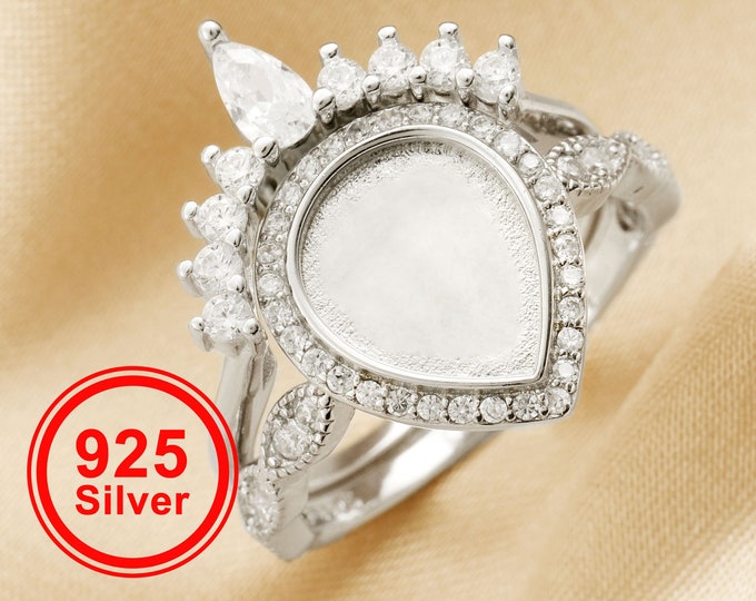 8x10mm Keepsake Breast Milk Resin Pear Ring Setting,stackable Solid 925 ...