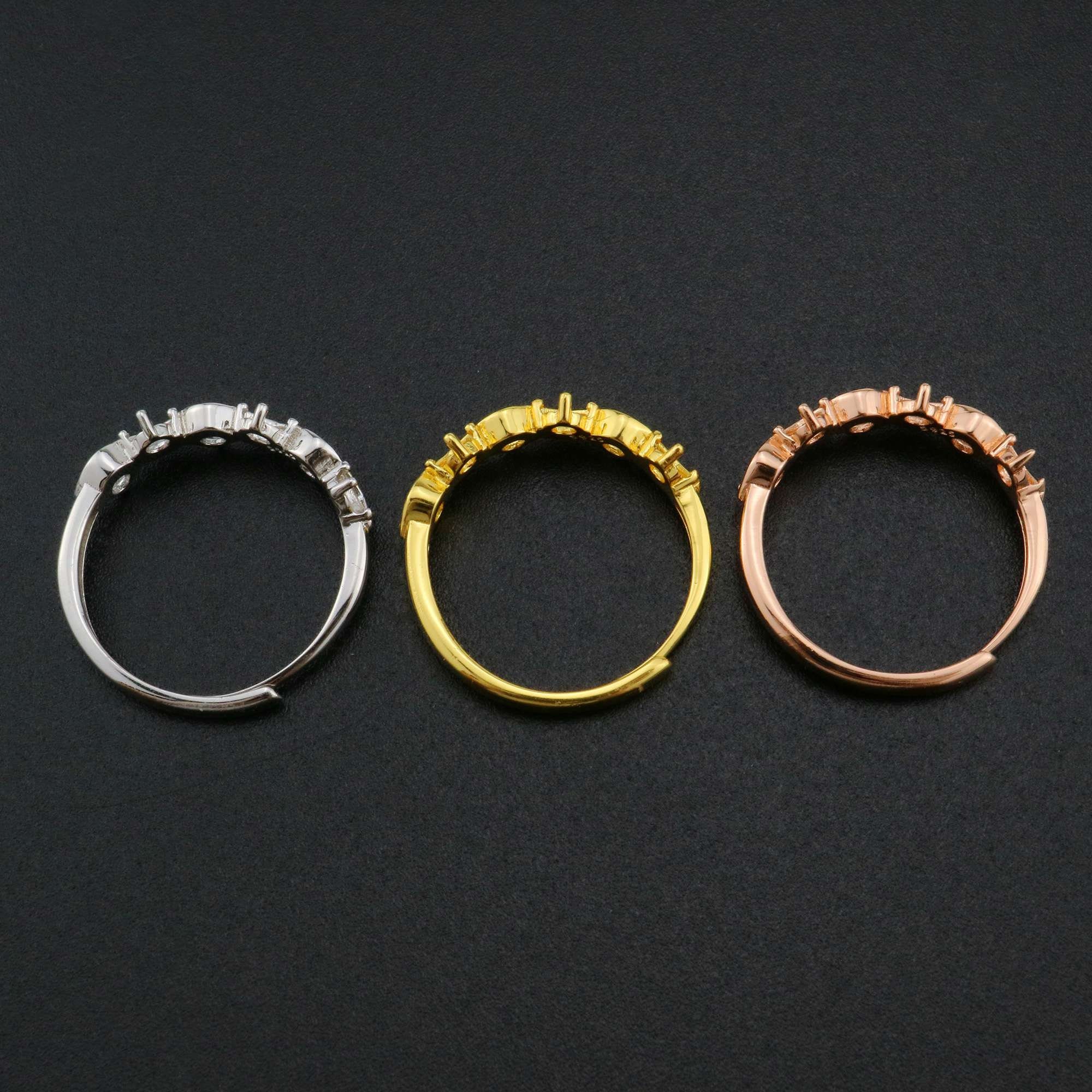 3MM Round Prong Ring Settings Curved 6 Stones Solid 925 | Etsy