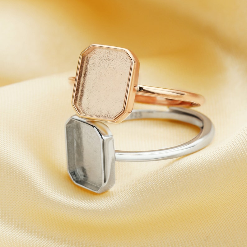 8x10mm Mother Milk Resin Rectangle Bezel Ring Settings,solid Back 925 ...