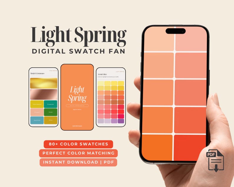 Light Spring Color Palette Swatch Fan | 80+ Colors, Neutrals, Metals ...