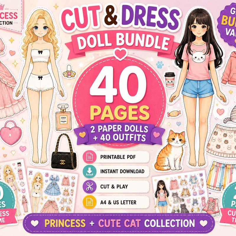 Paper Dolls - Etsy New Zealand