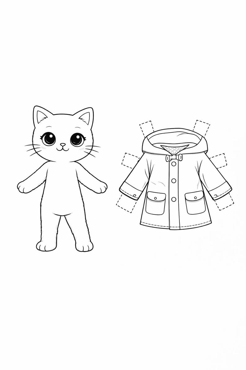 Printable Cat Coloring Pages – Cut-out Accessories, Crafts (PDF ...