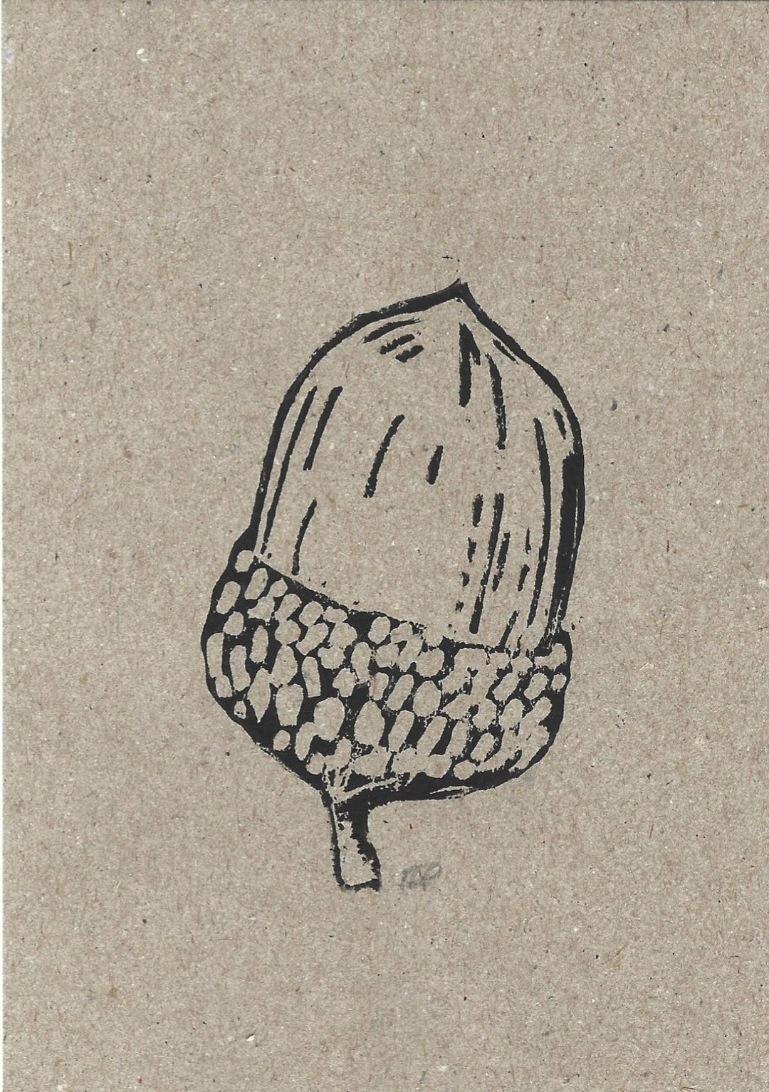A6 Original Linocut Print of Acorn - Etsy