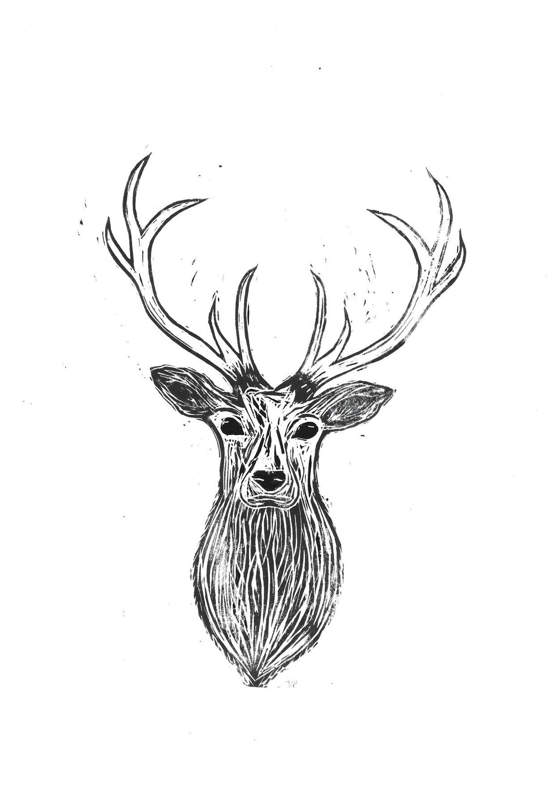 A4 Original Linocut Print of a Stag. - Etsy