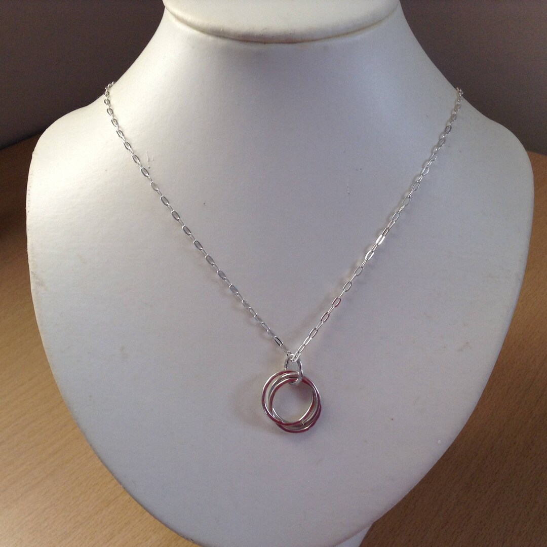 Sterling Silver Necklace Interlocking Rings Contemporary - Etsy