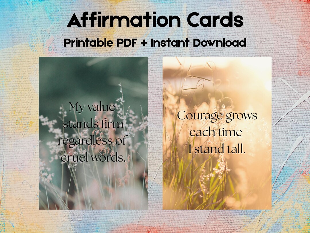 Anti-bullying Healing Affirmations, Printable Digital Affirmation Cards ...