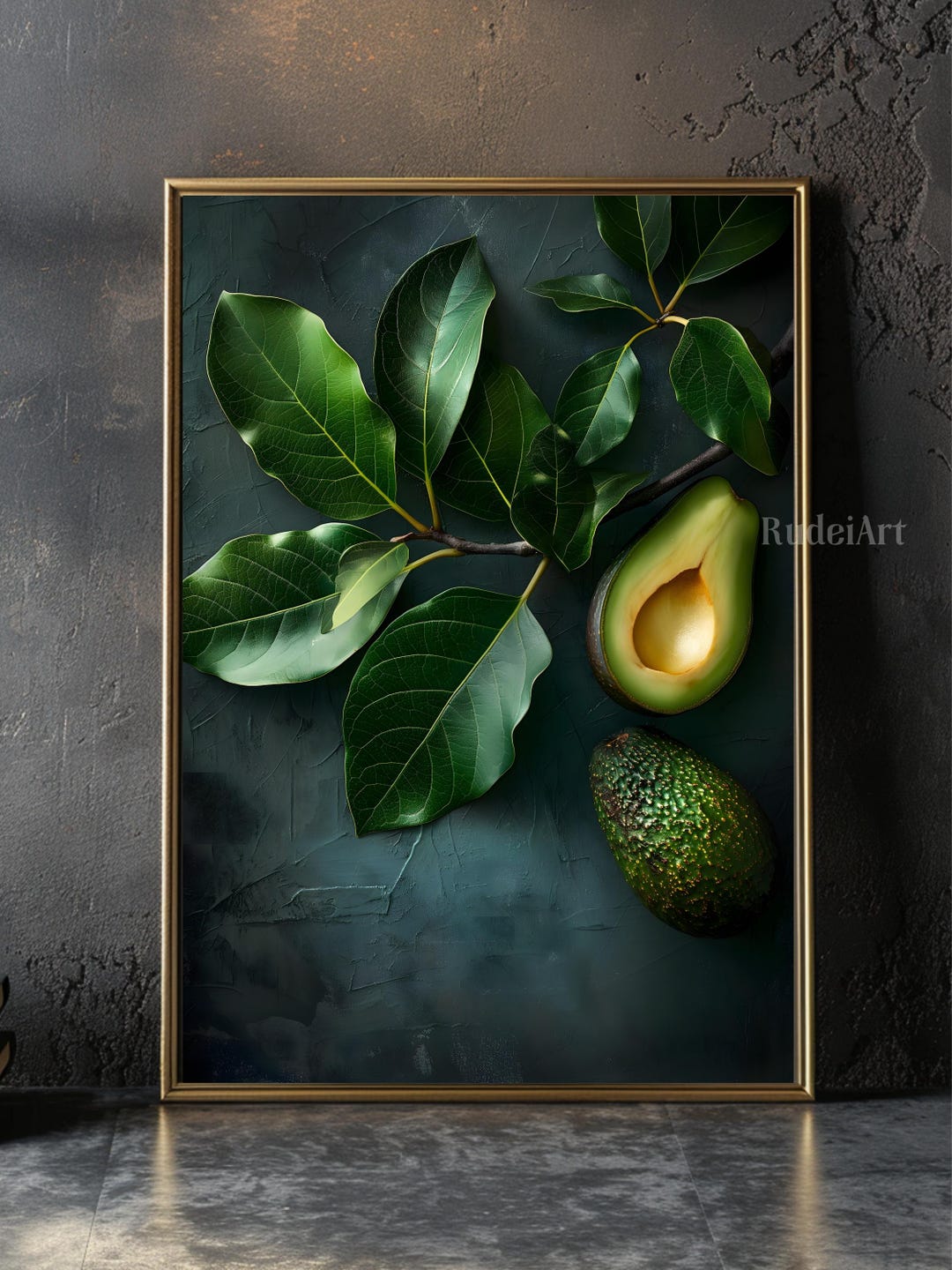 Avocado Wall Art Printable, Moody Kitchen Decor, Minimalist Botanical ...